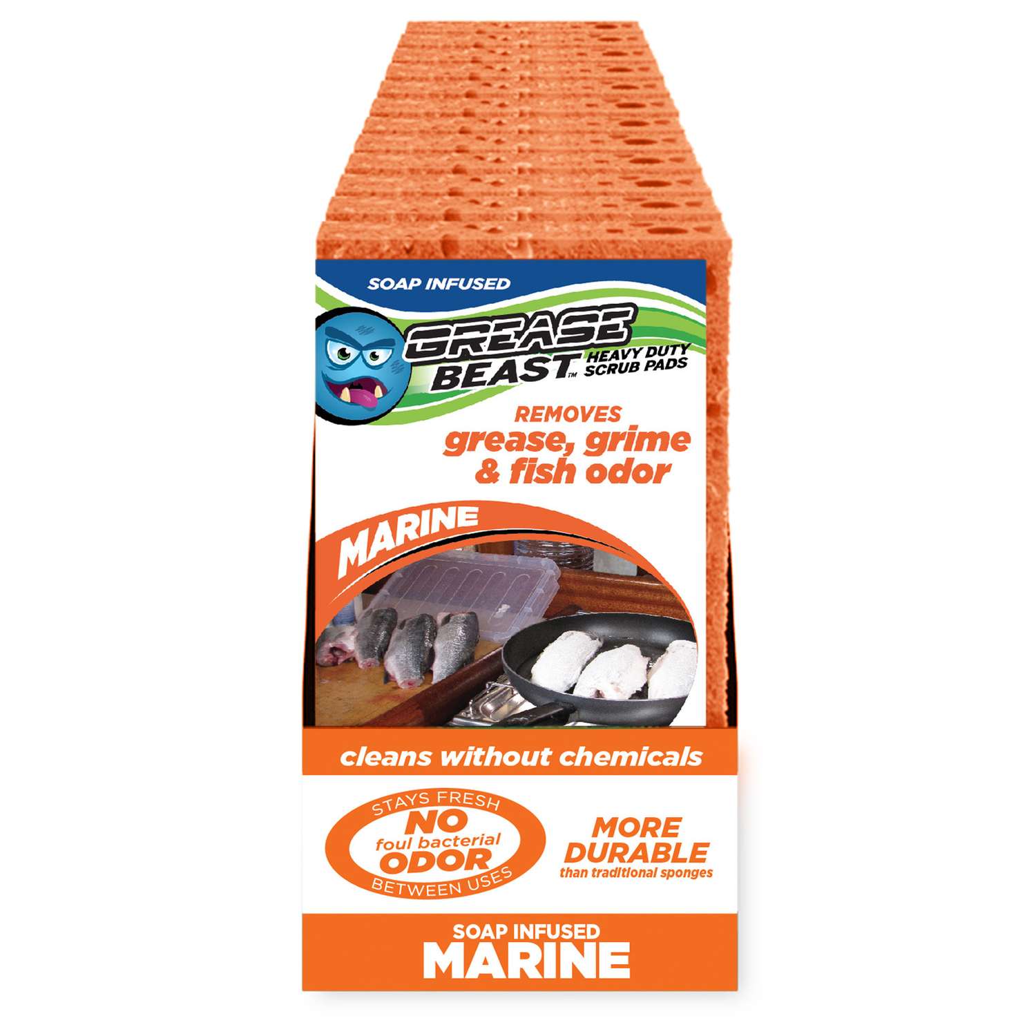 Grease Beast Medium Duty Scrubber Sponge For Auto and Boat 6 in. L 1 pc ...