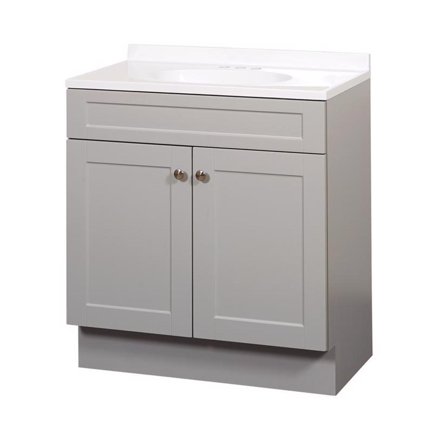 Zenna Home Single Gray Bathroom Vanity 30 in. W X 18 in. D X 35 in. H ...