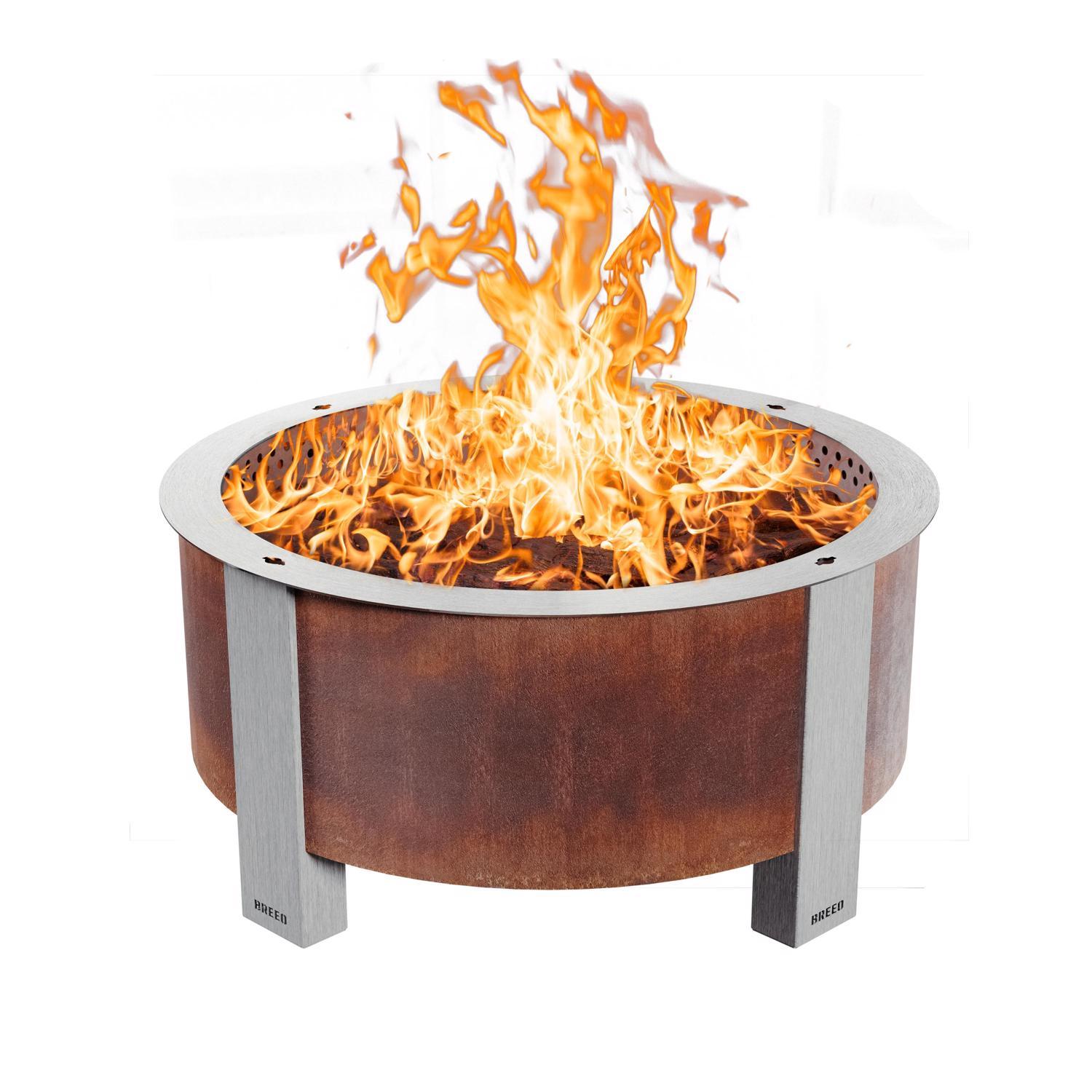 Breeo X Series Smokeless 42 in. W Corten Steel Round Wood Fire Pit ...