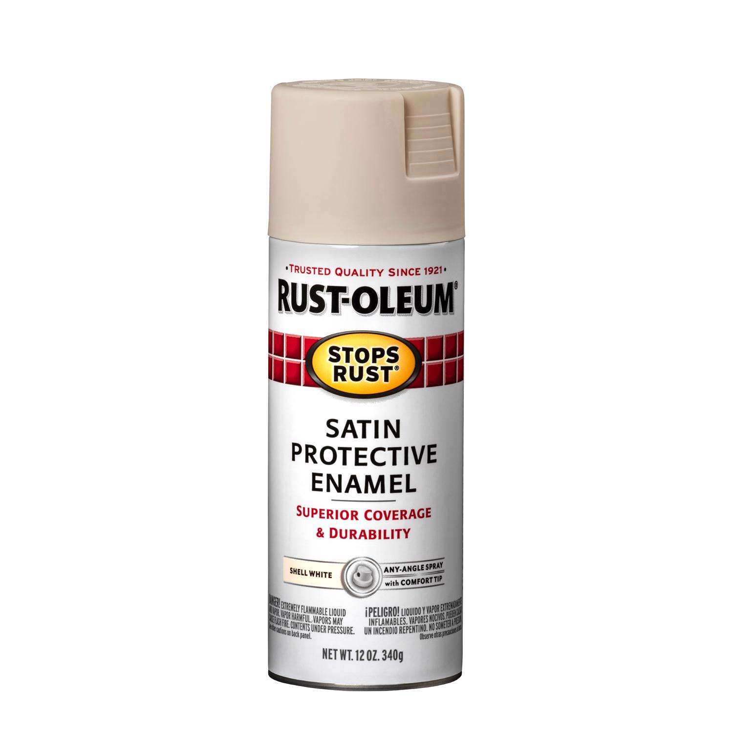 Rust-Oleum Stops Rust Satin White Spray Paint 12 oz - Ace Hardware