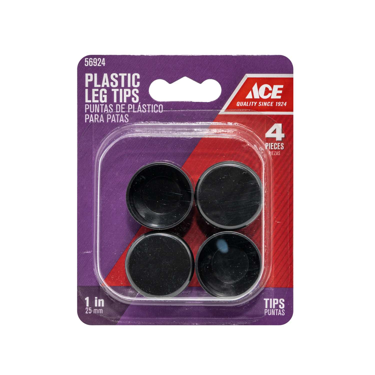 Ace Plastic Leg Tip Black Round 1 in. W 4 pk - Ace Hardware