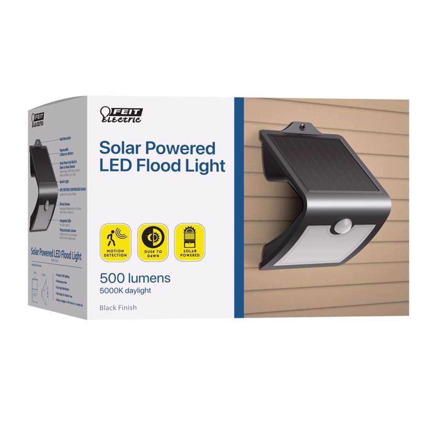 Feit LED Motion-Sensing Solar Powered LED Black Security Light - Ace ...