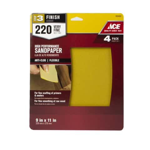 Ace 11 in. L X 9 in. W 220 Grit Aluminum Oxide All Purpose Sandpaper 4 ...