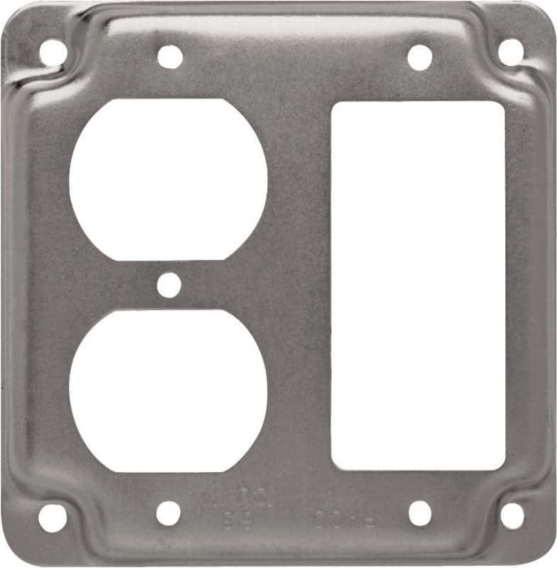 Raco Square Steel 2 gang Box Cover For 1 Duplex Receptacle and 1 GFCI ...
