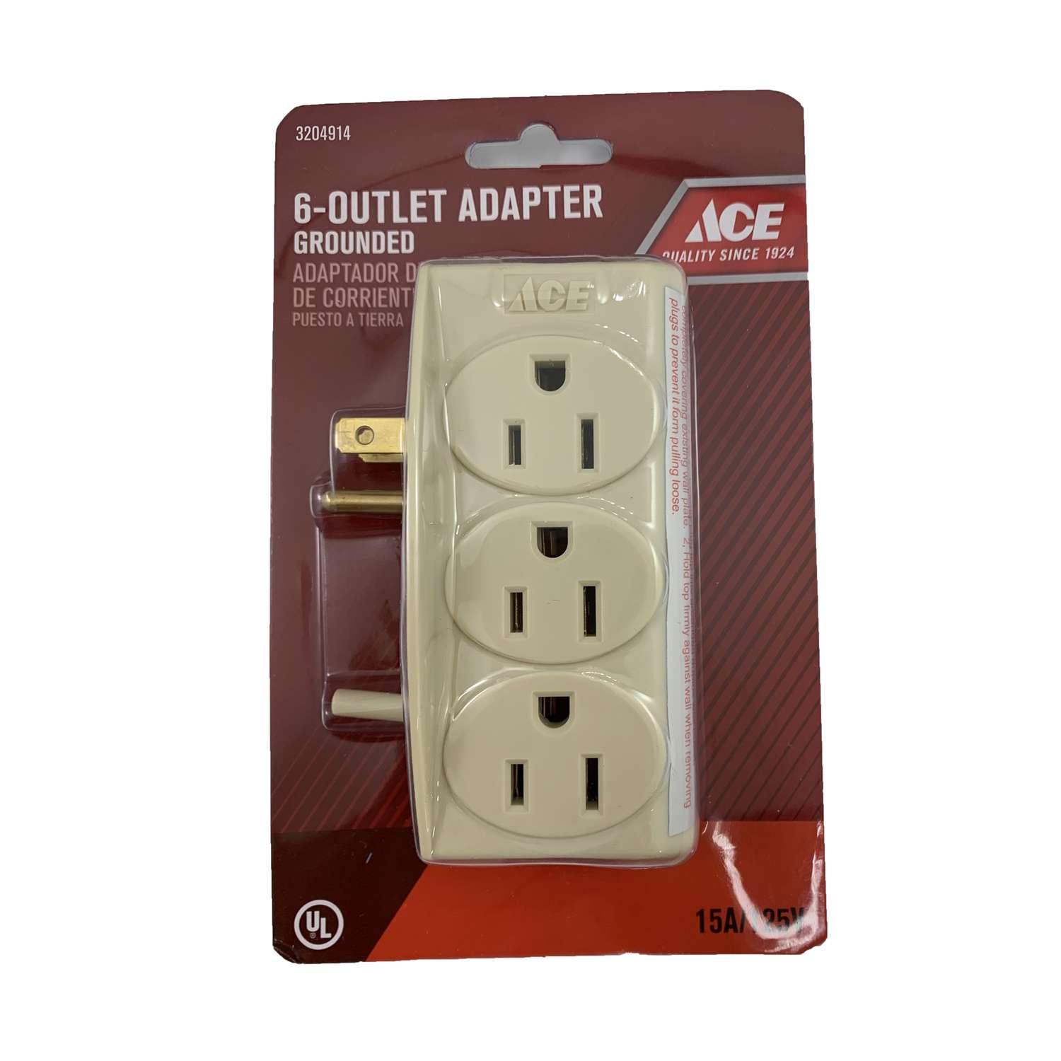 Ace Grounded 6 outlets Adapter 1 pk - Ace Hardware