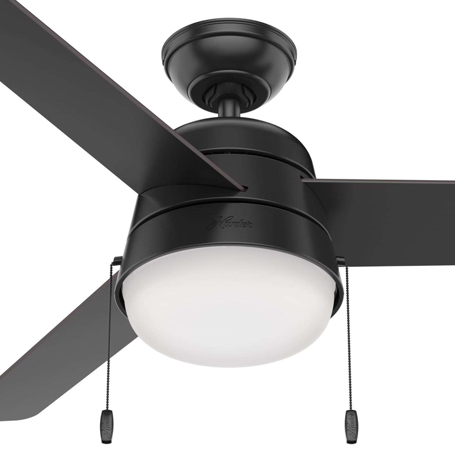 Hunter Fan Aker 52 in. Matte Black LED Indoor and Outdoor Ceiling Fan ...