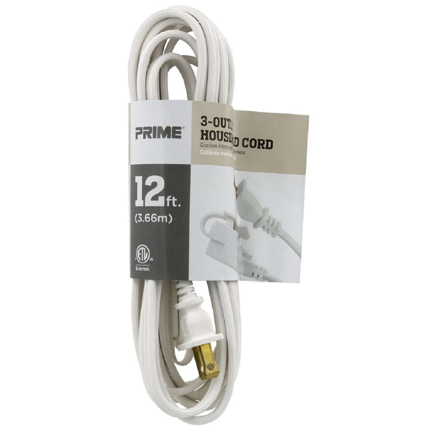 Prime Indoor 12 ft. L White Extension Cord 16/2 SPT-2 - Ace Hardware