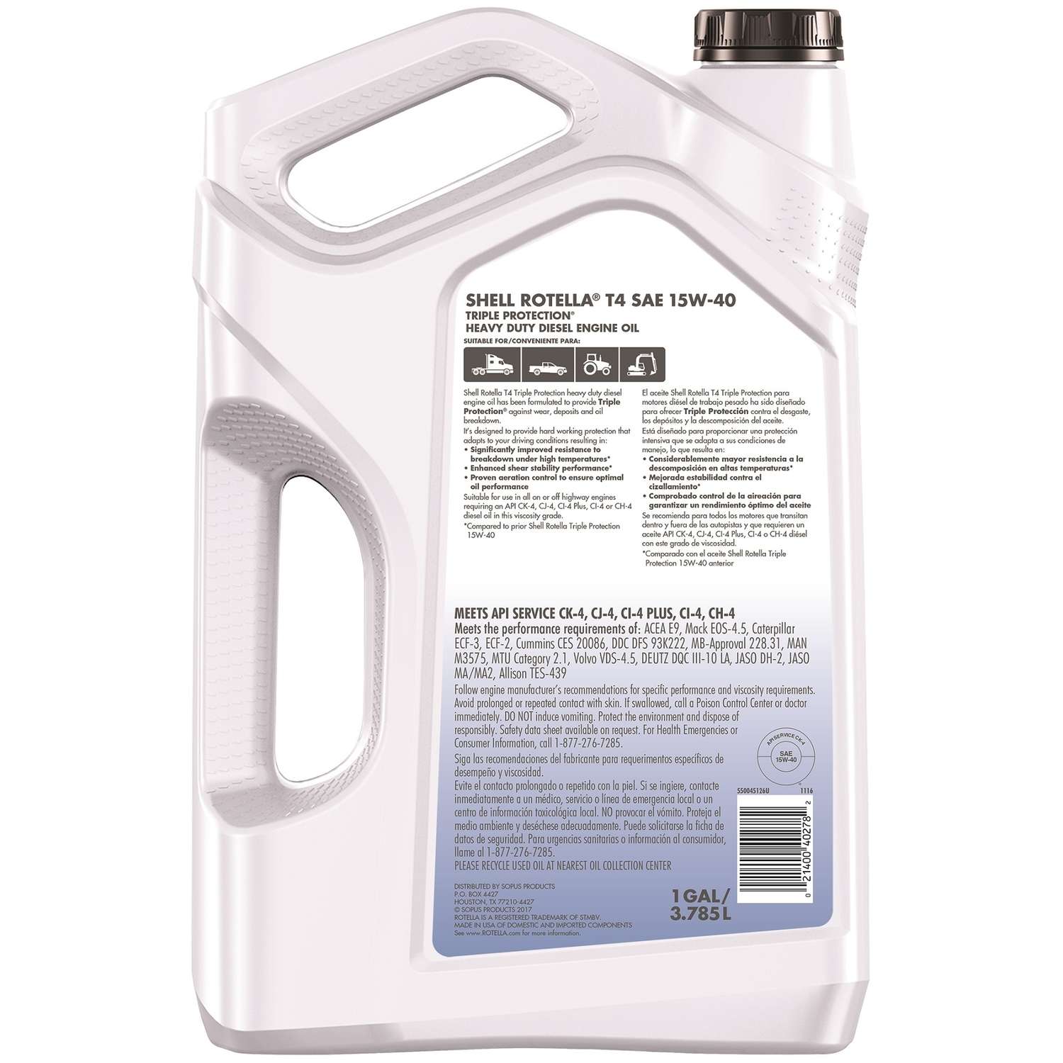 Shell Rotella T4 15W-40 Diesel Engine Heavy Duty Engine Oil 1 gal ...