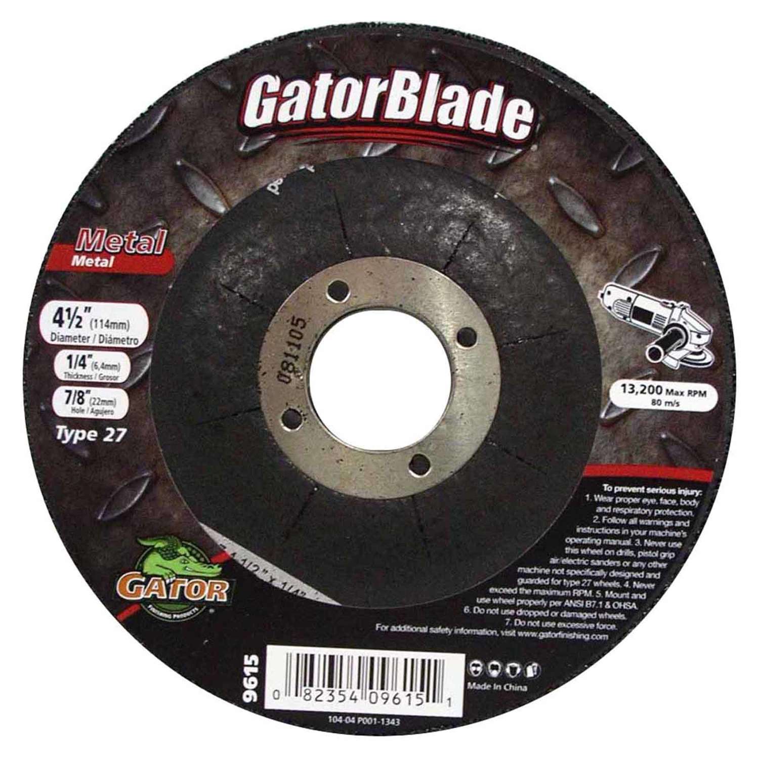 Gator 4-1/2 in. D X 7/8 in. in. Metal Grinding Wheel - Ace Hardware