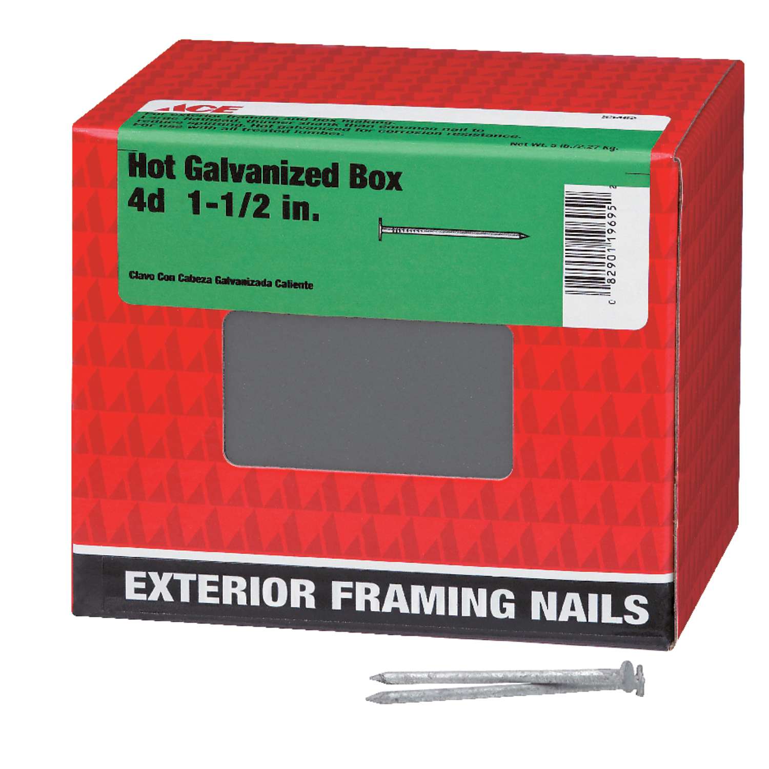 Ace 4D 1-1/2 in. Box Hot-Dipped Galvanized Steel Nail Flat 5 lb - Ace ...