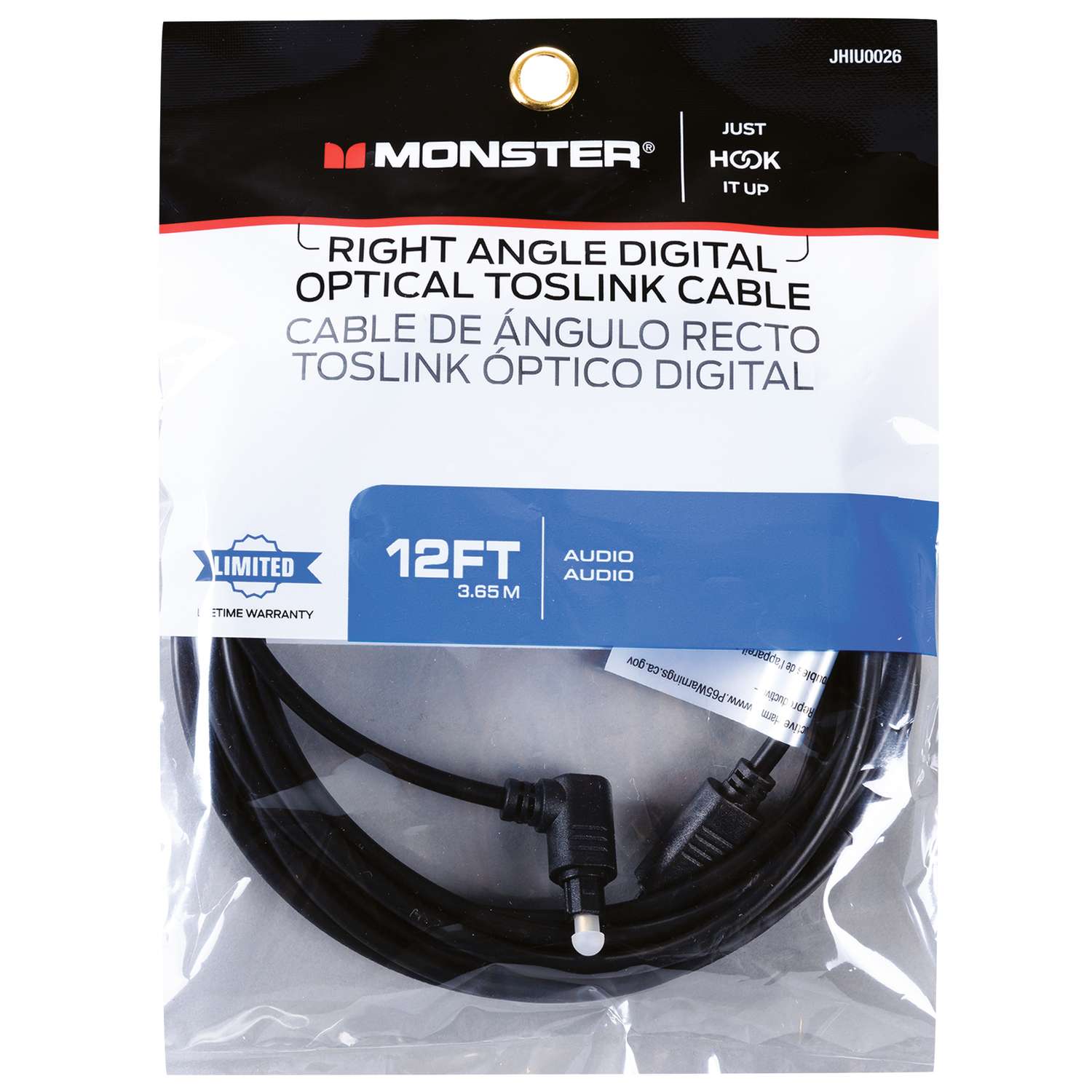 Monster Just Hook It Up 12 ft. L Digital Optical Toslink Cable Digital ...