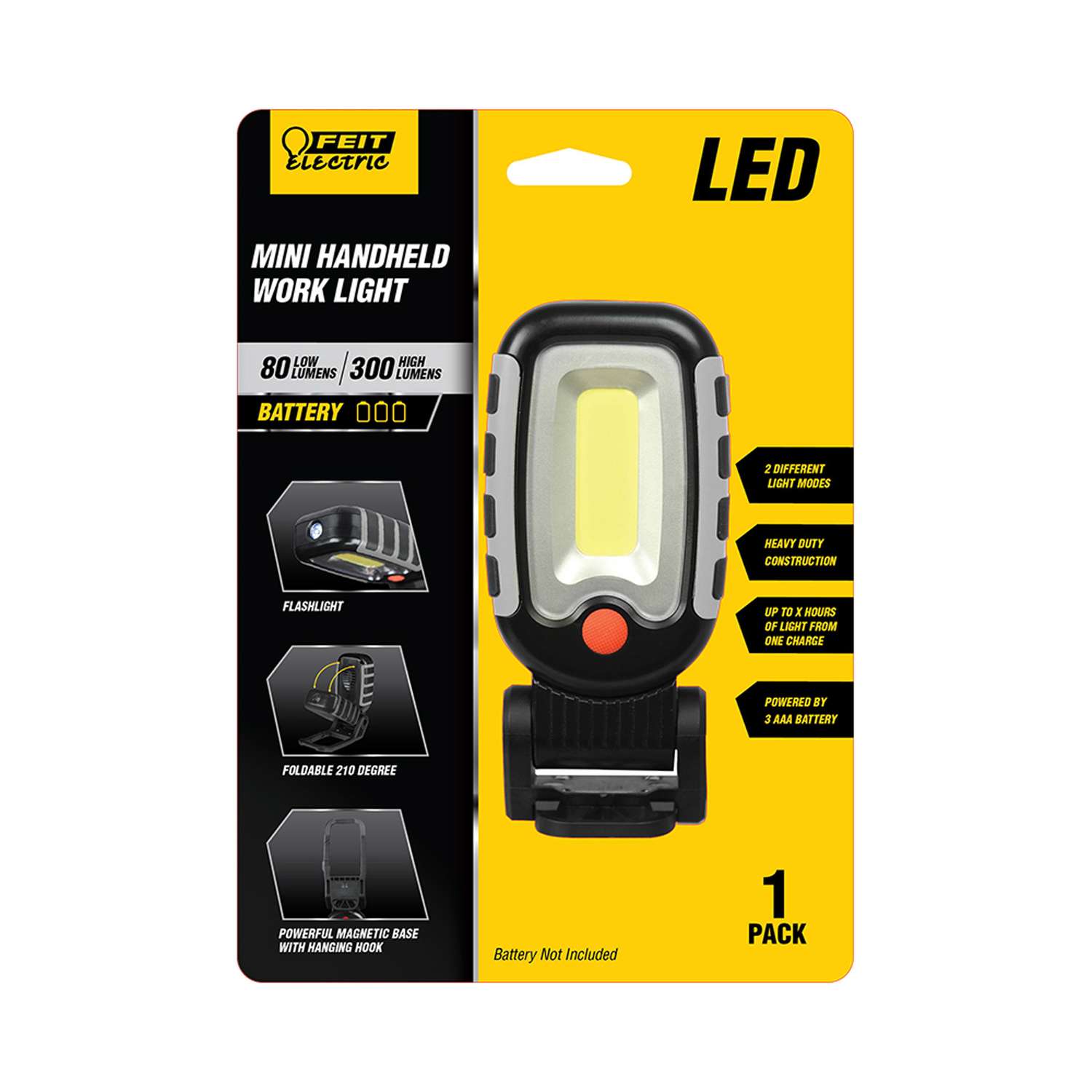 Feit Electric 300 lumens LED Battery Handheld Work Light - Ace Hardware