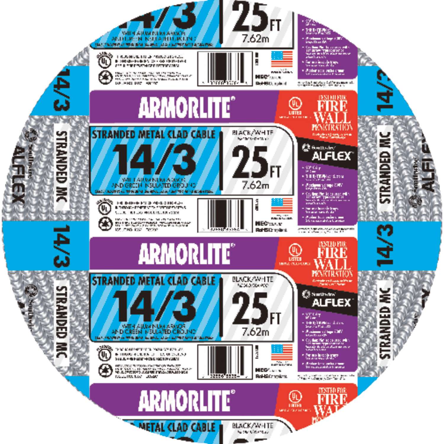 Southwire 25 ft. 14/3 Stranded Aluminum Armored MC Cable - Ace Hardware