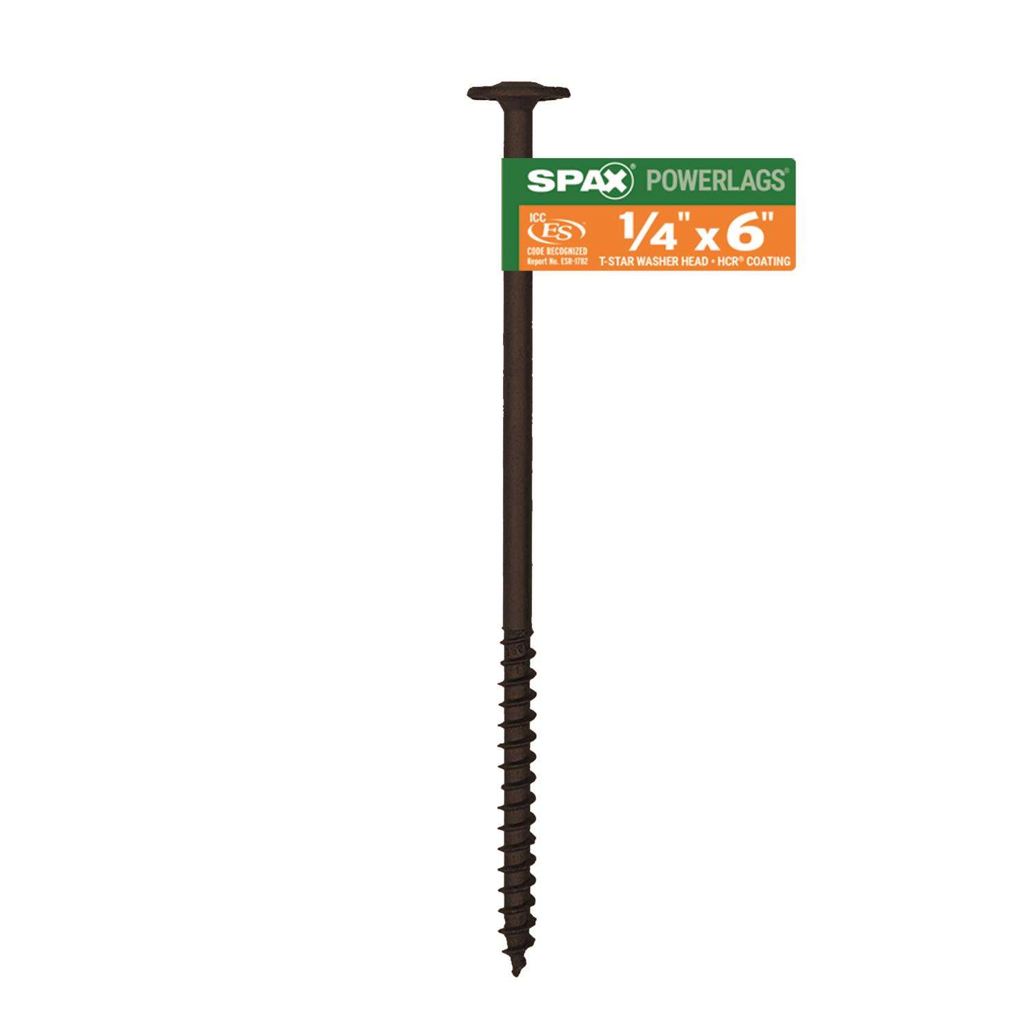 SPAX PowerLags 1/4 in. X 6 in. L Washer High Corrosion Resistant Carbon Steel Lag Screw 1 pk ...