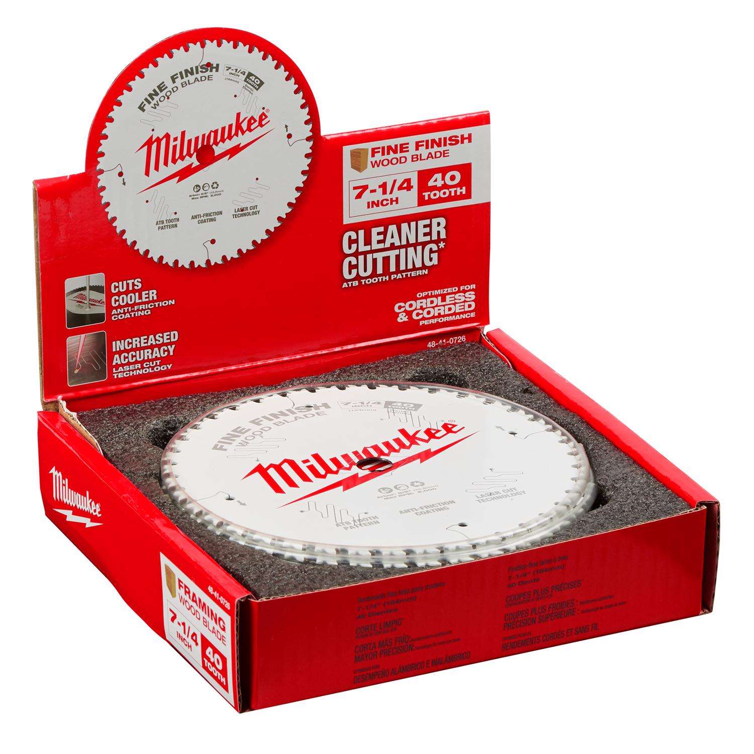Milwaukee 7-1/4 in. D X 5/8 in. Tungsten Carbide Circular Saw Blade 40 ...