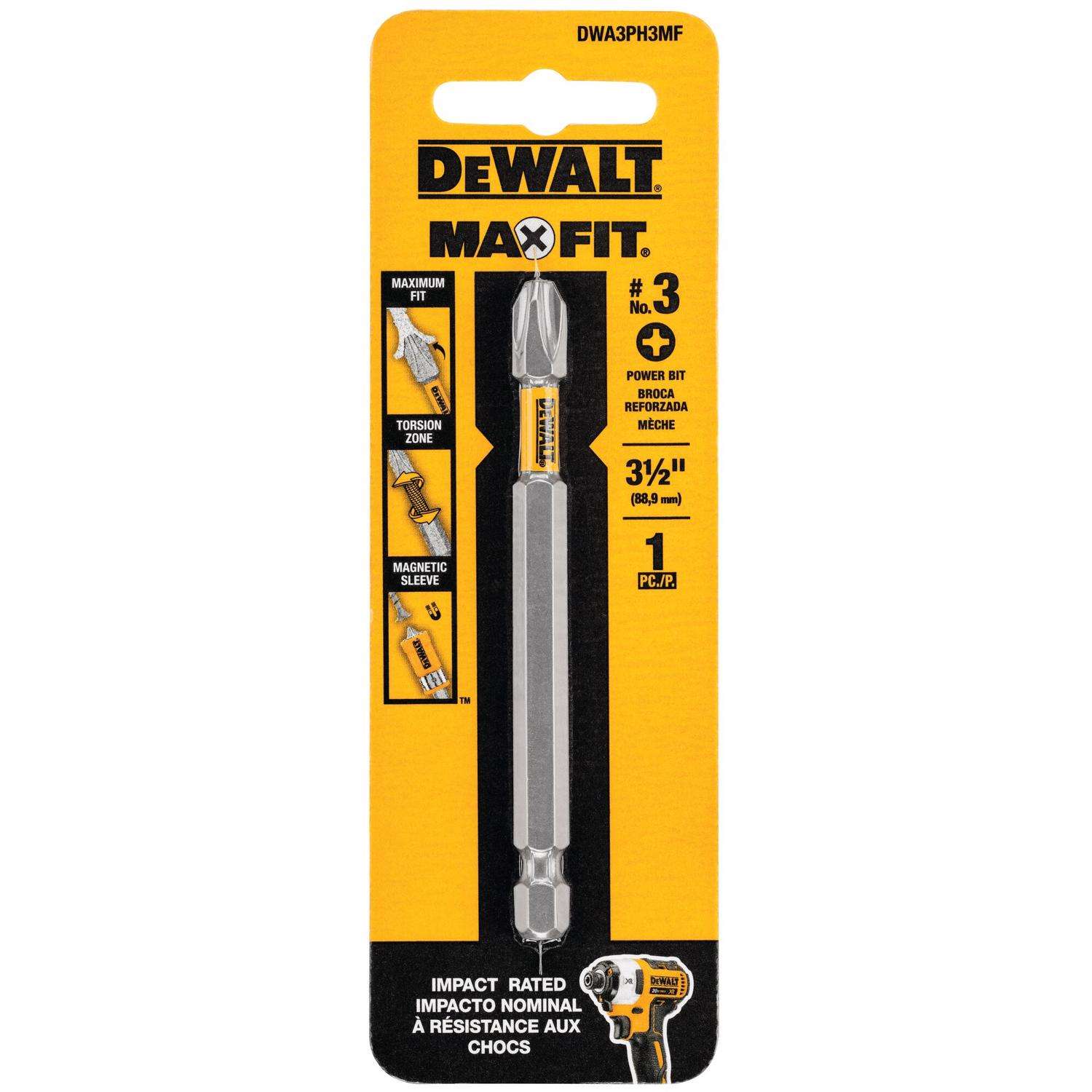DeWalt Max Fit Phillips #3 X 3-1/2 in. L Screwdriver Bit S2 Tool Steel ...