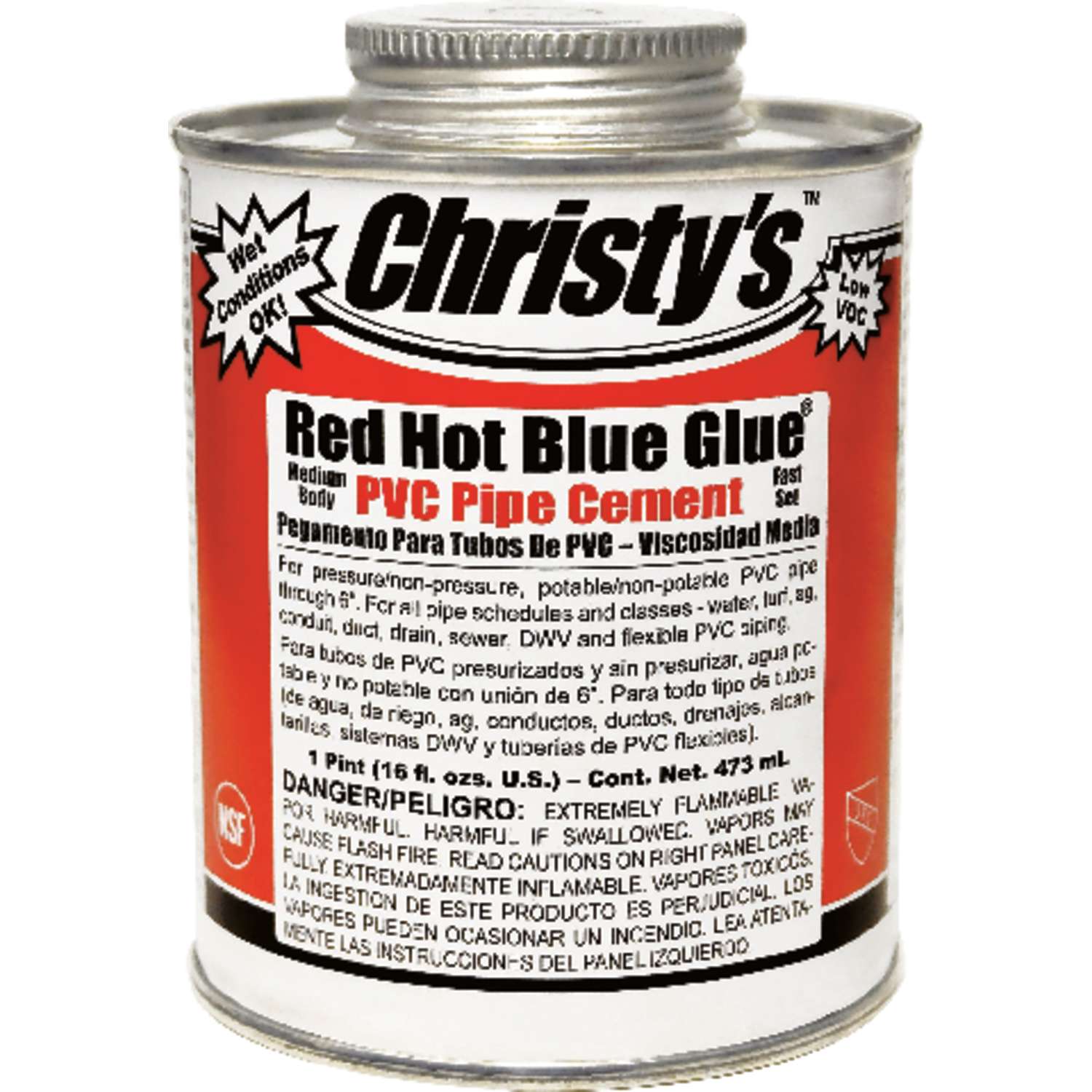 Christy's Red Hot Blue Glue Blue Cement For PVC 16 oz - Ace Hardware