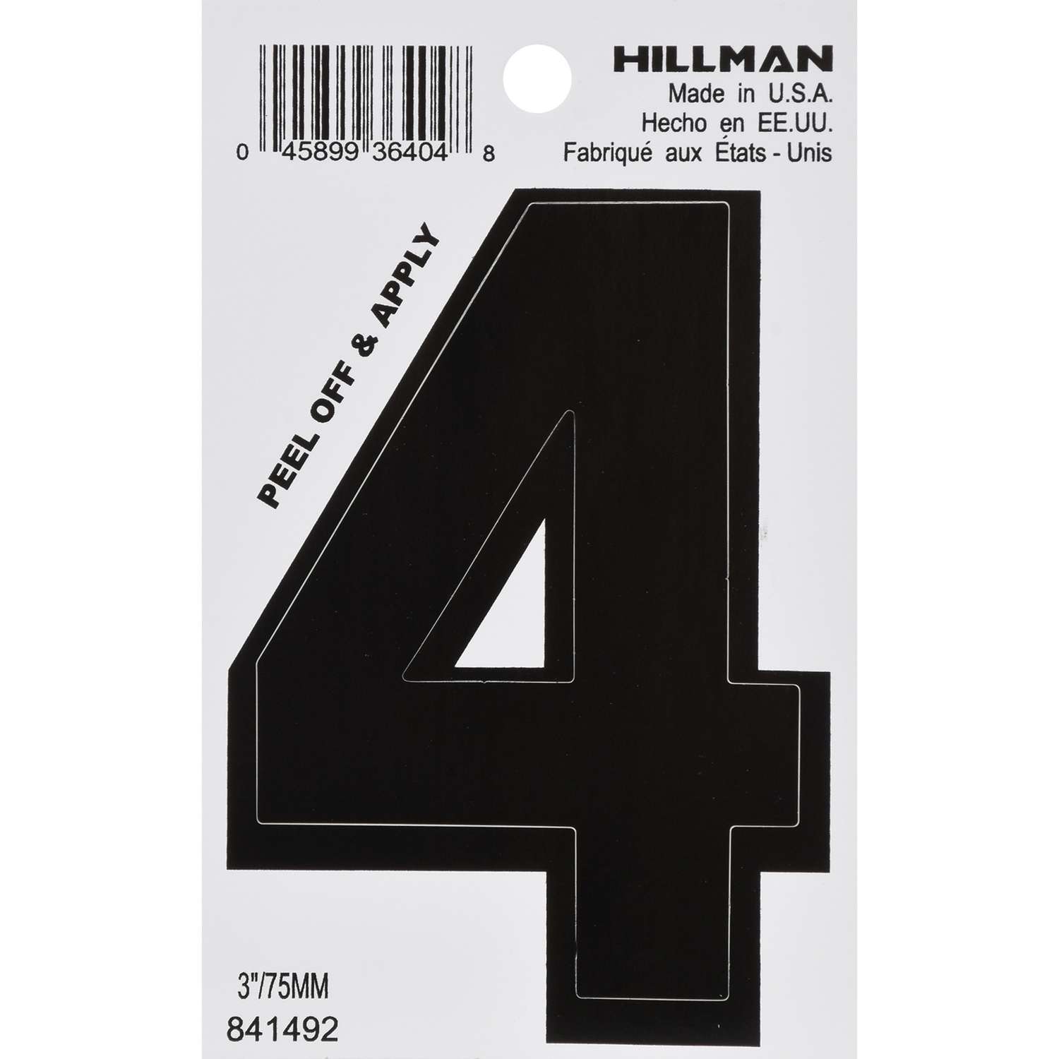 HILLMAN 3 in. Black Vinyl Self-Adhesive Number 4 1 pc Mfr# 841492 - Ace ...