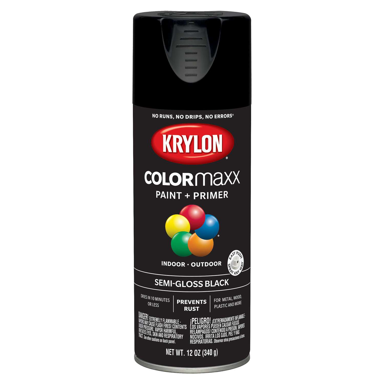 Krylon ColorMaxx Semi-Gloss Black Paint+Primer Spray Paint 12 oz - Ace ...