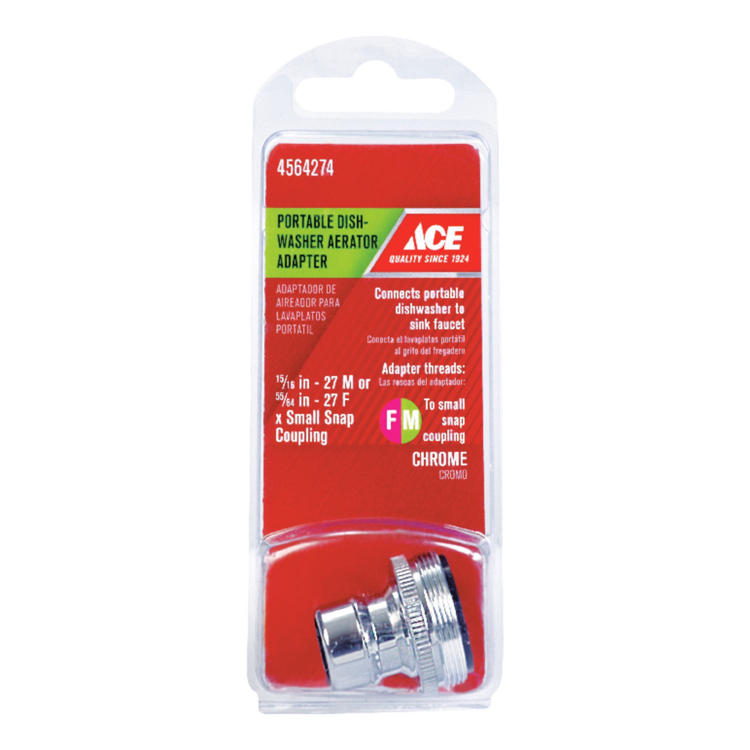Ace Dual Thread 15/16 in.-27 or 55/64 in. Chrome Dishwasher Adapter ...