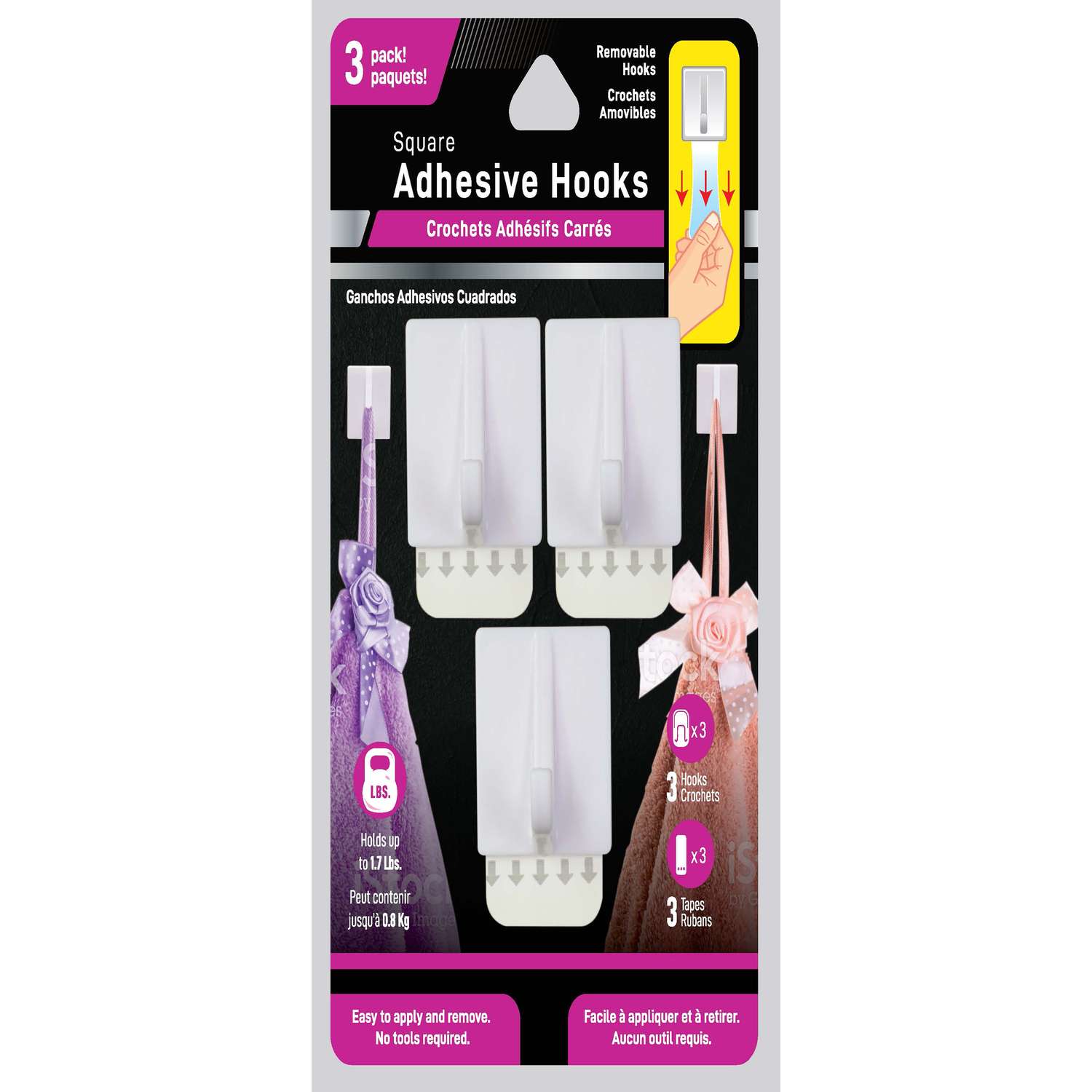 Jacent Plastic Coated White Plastic Medium Hook 1.7 lb. cap. 3 pk - Ace ...