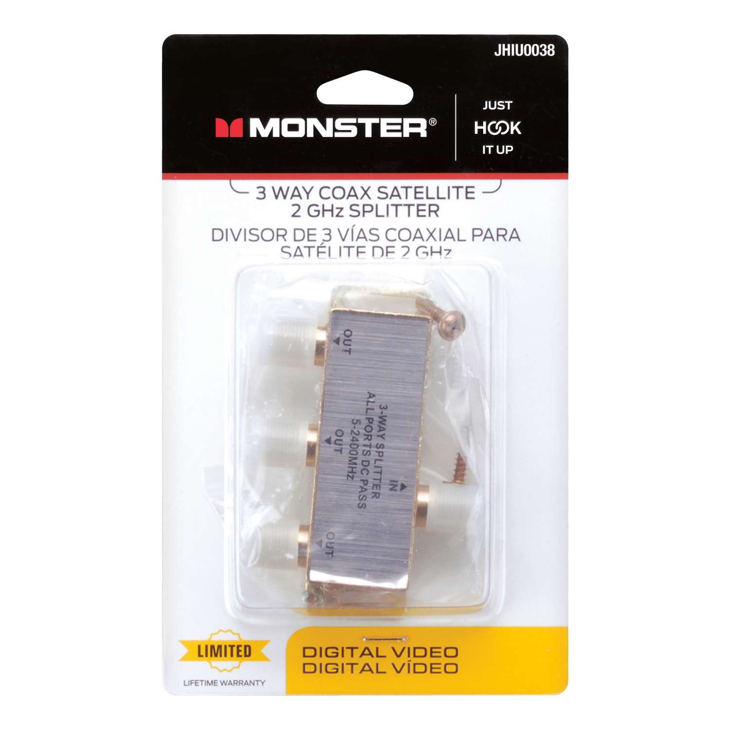Monster Just Hook It Up 3 Way Coax Splitter 75 ohm 1 pk - Ace Hardware