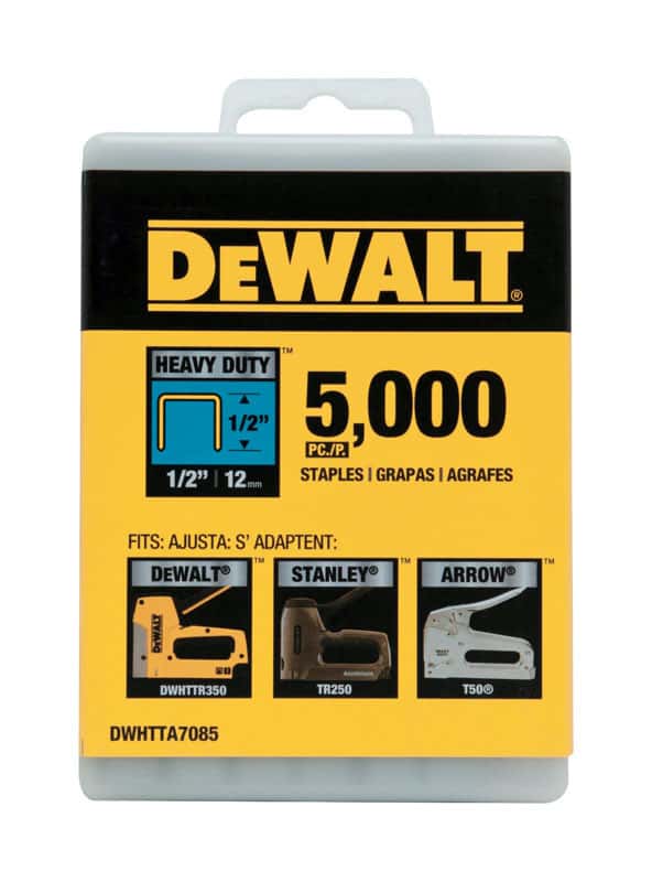 DeWalt T50 1/2 in. L Narrow Crown Heavy Duty Staples 5000 pk - Ace Hardware