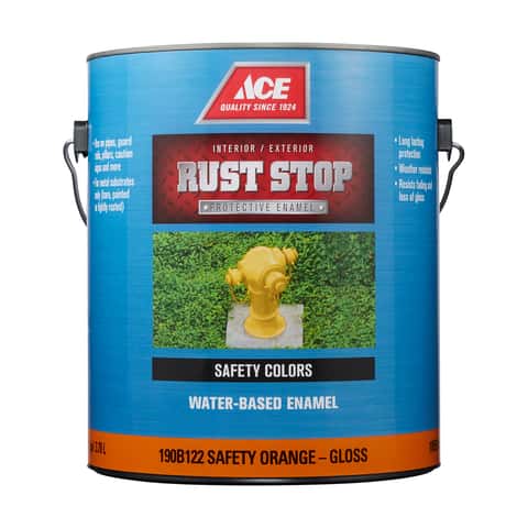 Ace Rust Stop Indoor / Outdoor Gloss Safety Orange Acrylic Enamel Rust ...