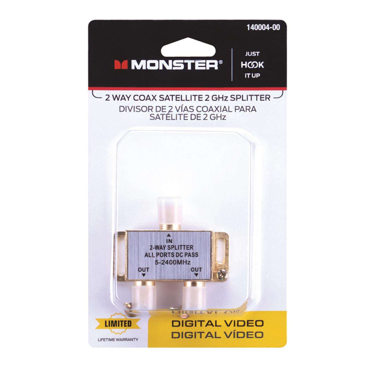 Monster Just Hook It Up 2 Way Coax Splitter 75 ohm 2150 MHz 1 pk - Ace ...