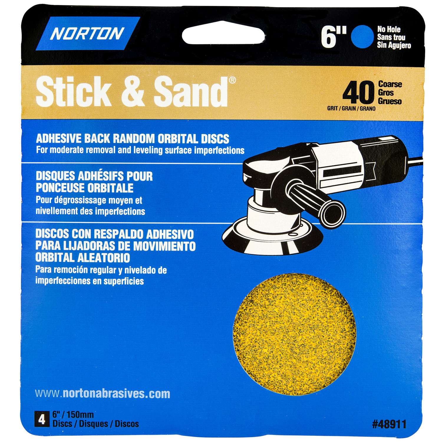 Norton Stick & Sand 6 in. Aluminum Oxide Pressure Sensitive Adhesive ...