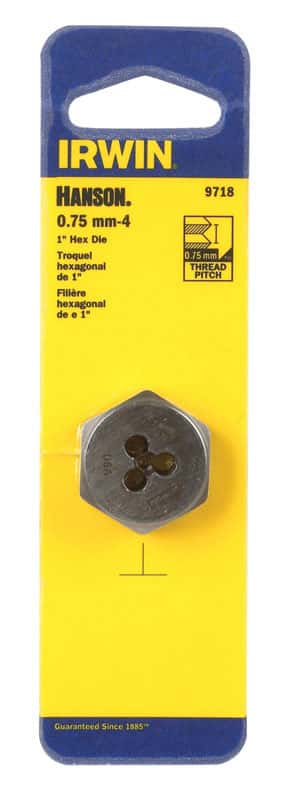 Irwin Hanson High Carbon Steel Metric Hexagon Die 4 - 0.75 mm 1 pc Mfr ...