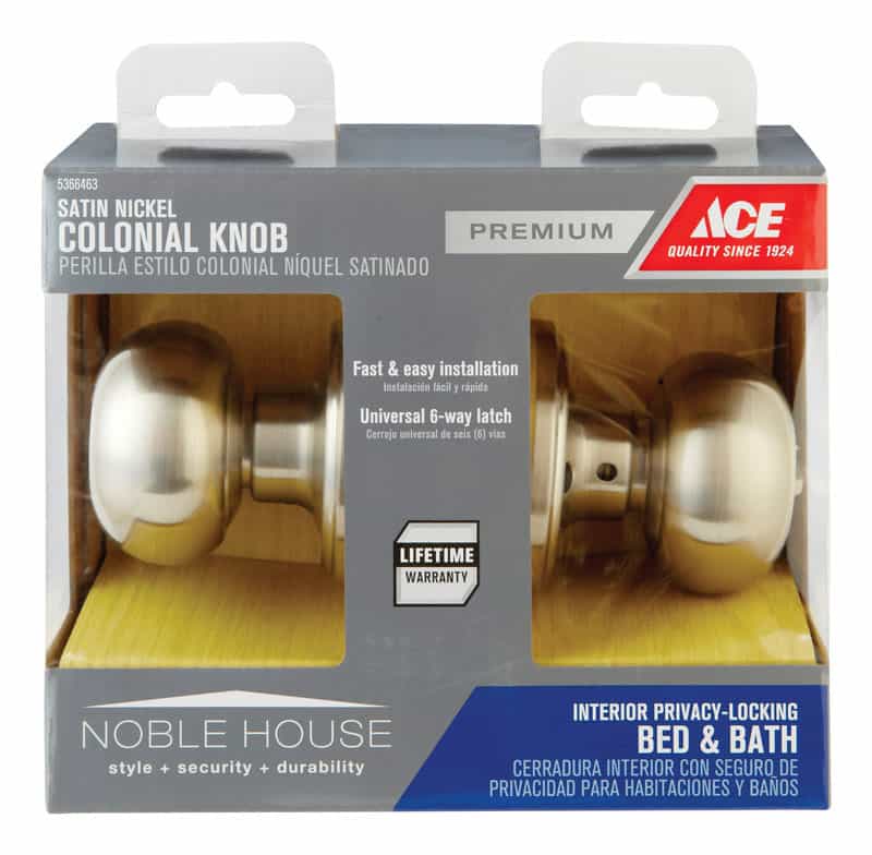 Ace Colonial Satin Nickel Privacy Lockset ANSI/BHMA Grade 3 1-3/4 in ...