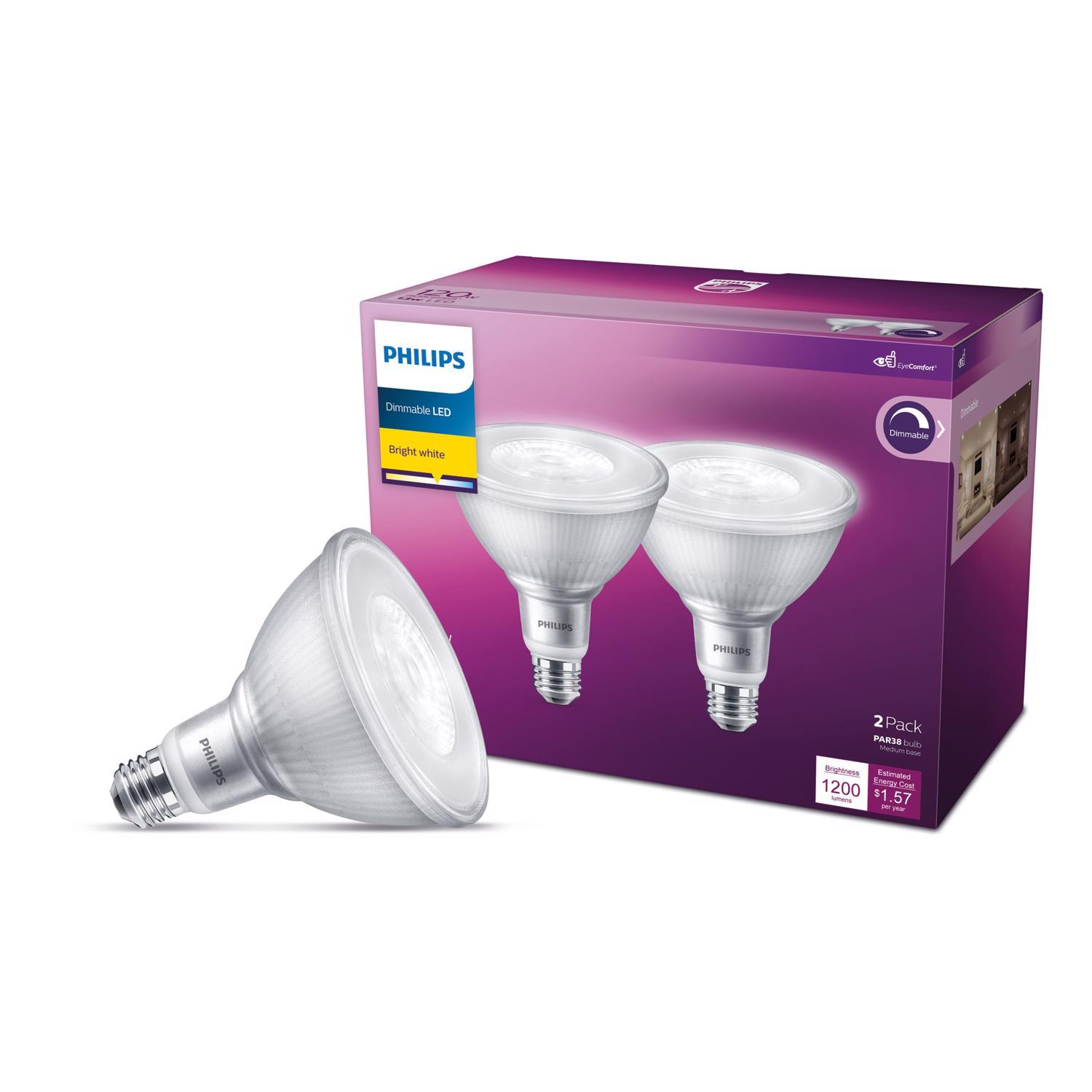 Philips PAR 38 E26 (Medium) LED Floodlight Bulb Bright White 120 Watt ...