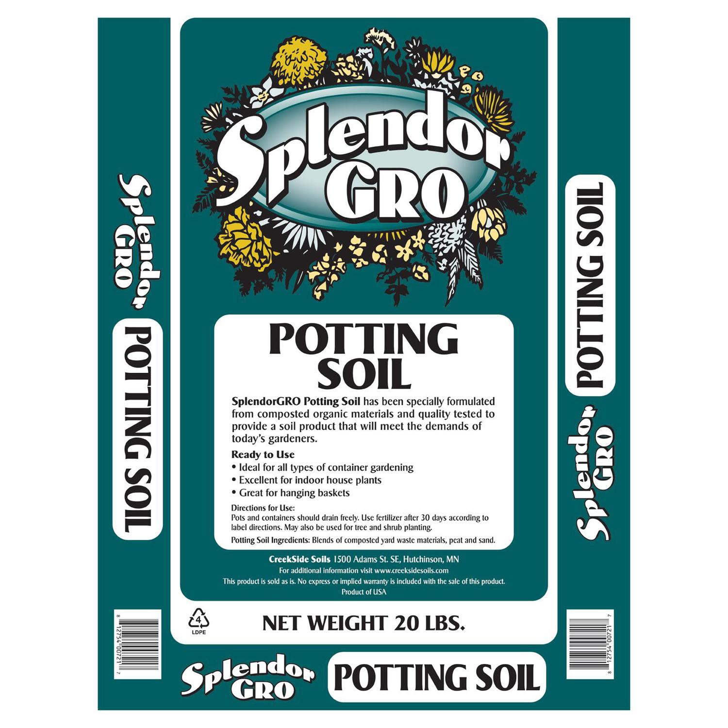 CreekSide Splendor Gro Organic Flower and Vegetable Potting Soil 20 lb ...