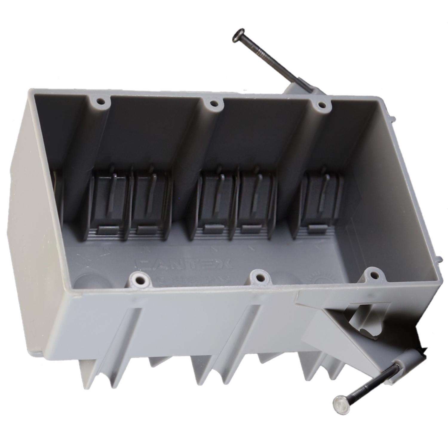 Cantex EZ Box New Work 44 cu in Rectangle PVC 3 gang Outlet Box Gray ...