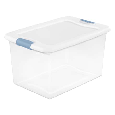 Sterilite 64 qt Clear/White Latch Storage Box 13-1/2 in. H X 23-3/4 in ...