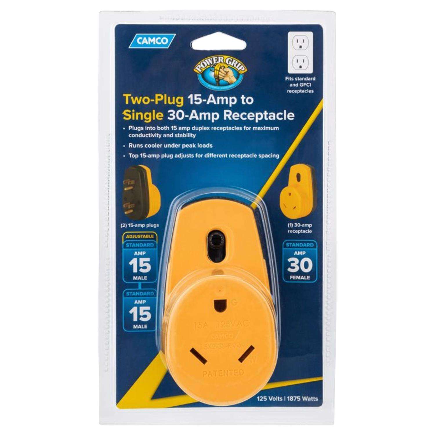 Camco Power Grip 30 amps 2 - 1 Plug Adapter 1 each - Ace Hardware