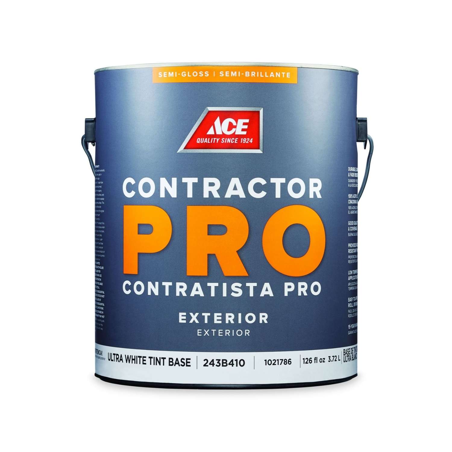 Ace Contractor Pro Semi-Gloss Tint Base Ultra White Base Paint Exterior ...