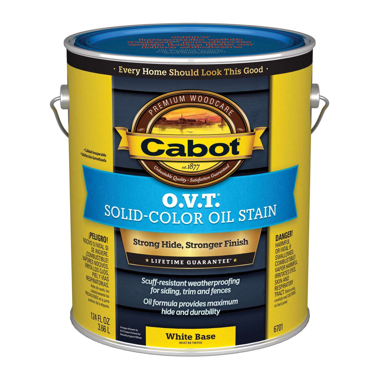Cabot O.V.T. Low VOC Solid Tintable White Base Alkyd Linseed Oil Stain ...