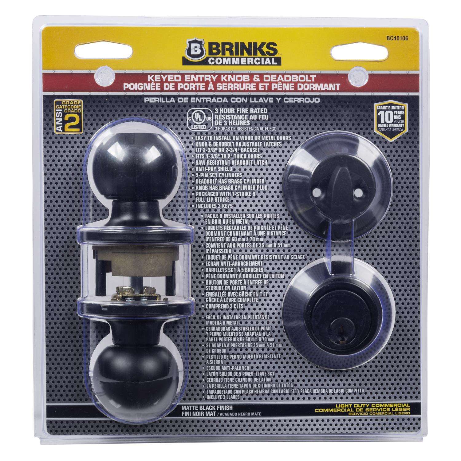 Brinks Commercial Matte Black Knob and Deadbolt Set 2 in. - Ace Hardware