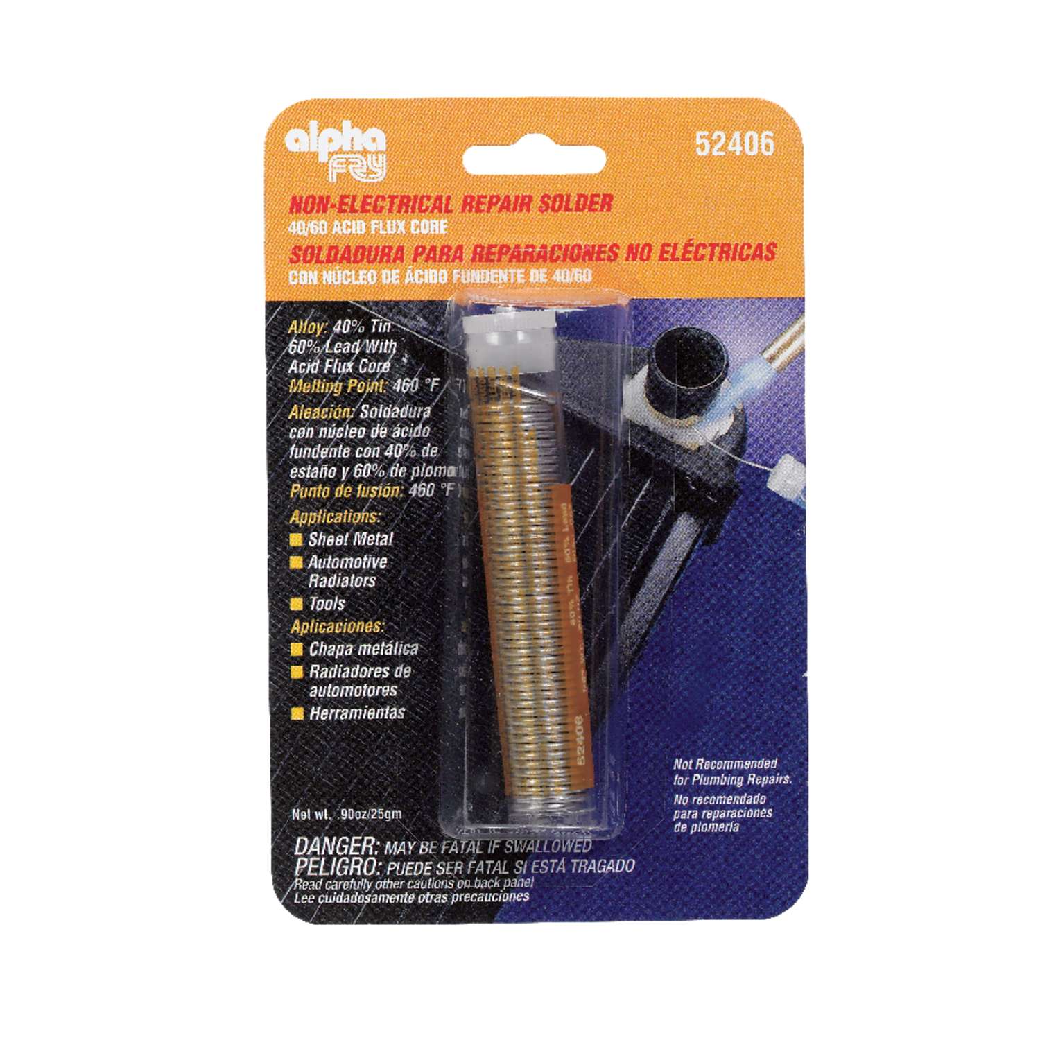 Alpha Fry 0.9 oz Acid Core Repair Solder 0.06 in. D Tin/Lead 40/60 1 pc ...