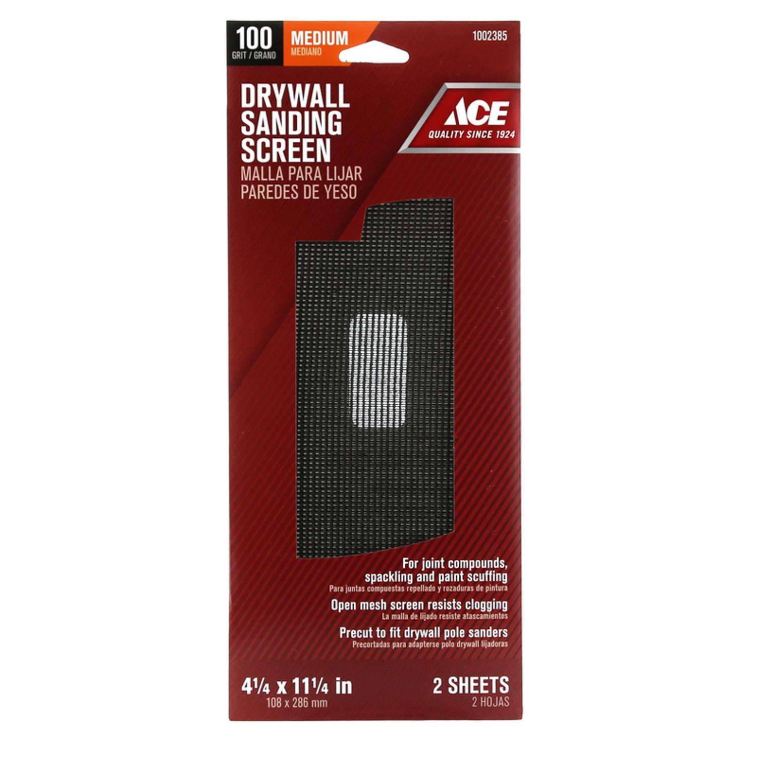 Ace 11-1/4 in. L X 4-1/4 in. W 100 Grit Silicon Carbide Drywall Sanding ...