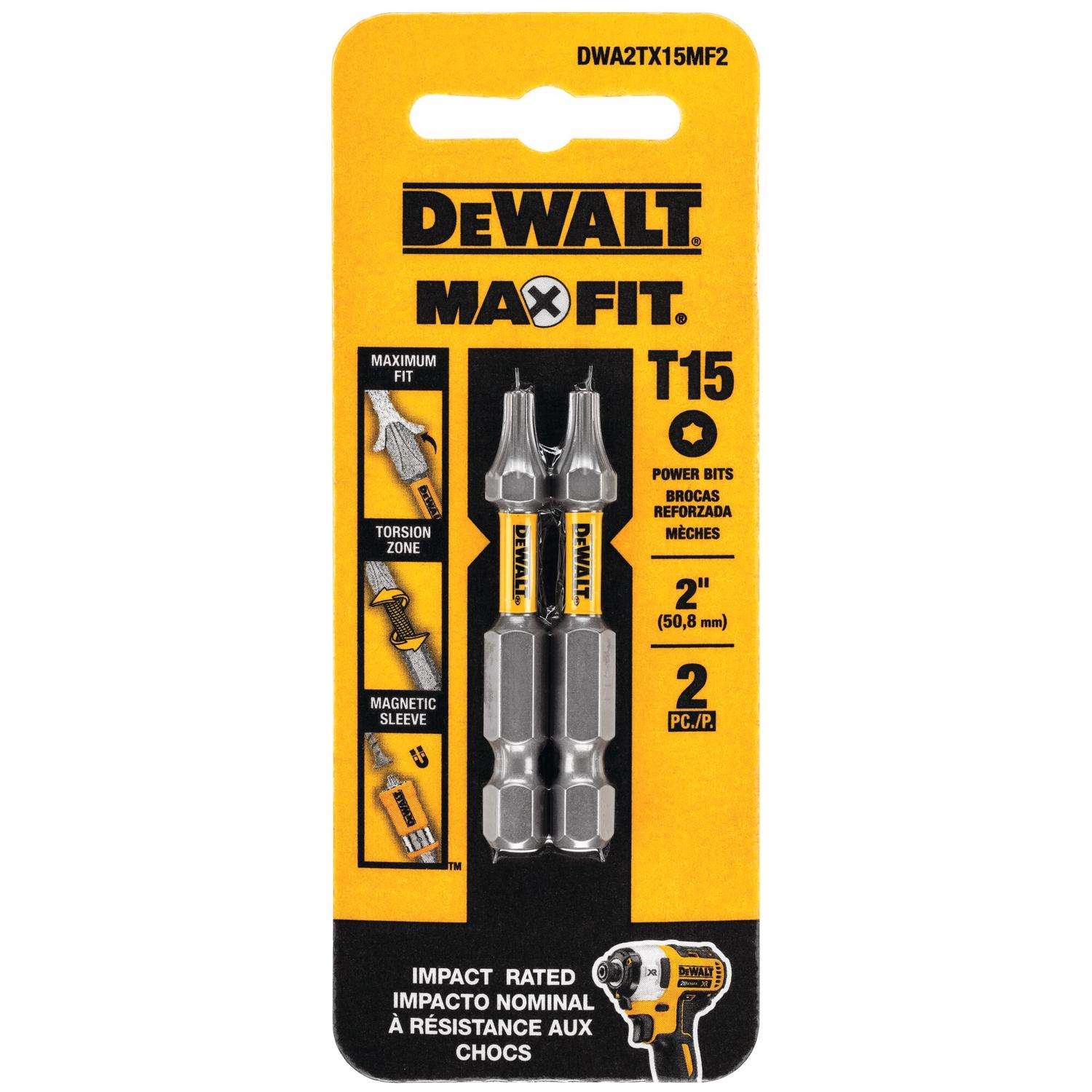 DeWalt Max Fit Torx #15 X 2 in. L Screwdriver Bit Set Steel 2 pk - Ace ...
