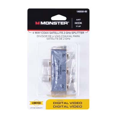 Monster Just Hook It Up 4 Way Coax Splitter 75 ohm 2150 MHz 1 pk - Ace ...