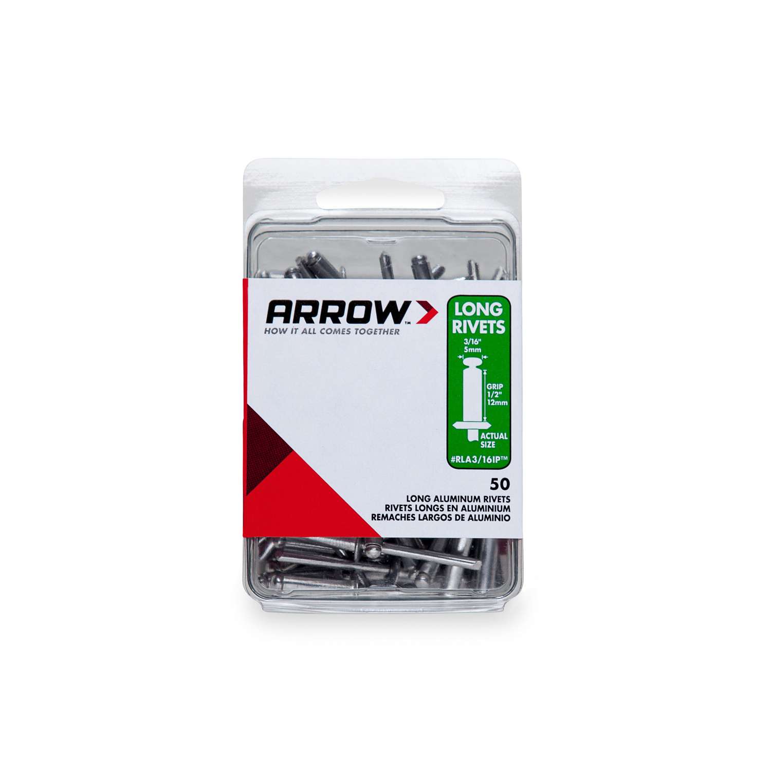 Arrow 3/16 in. D X 1/2 in. Aluminum Rivets Silver 50 pk - Ace Hardware