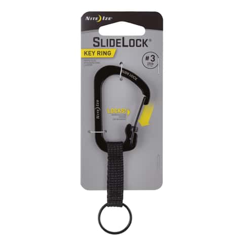 Nite Ize SlideLock 1.5 in. D Stainless Steel Black Carabiner Key Ring ...