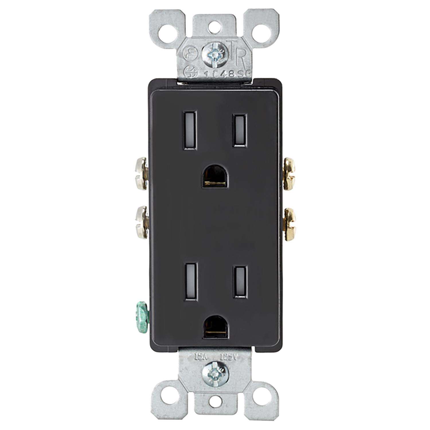 Leviton Decora 15 amps 125 V Duplex Black Outlet 5-15R 1 pk - Ace Hardware