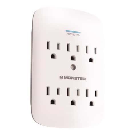 Monster Just Power it Up 0 ft. L 6 outlets Wall Tap Surge Protector ...