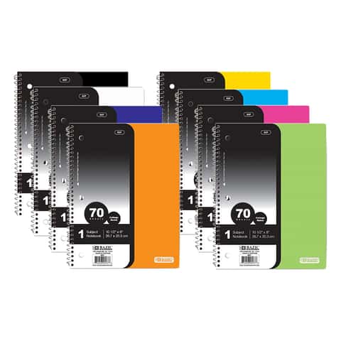 Bazic Products 10-1/2 in. W X 8 in. L College Ruled Side-Spiral ...