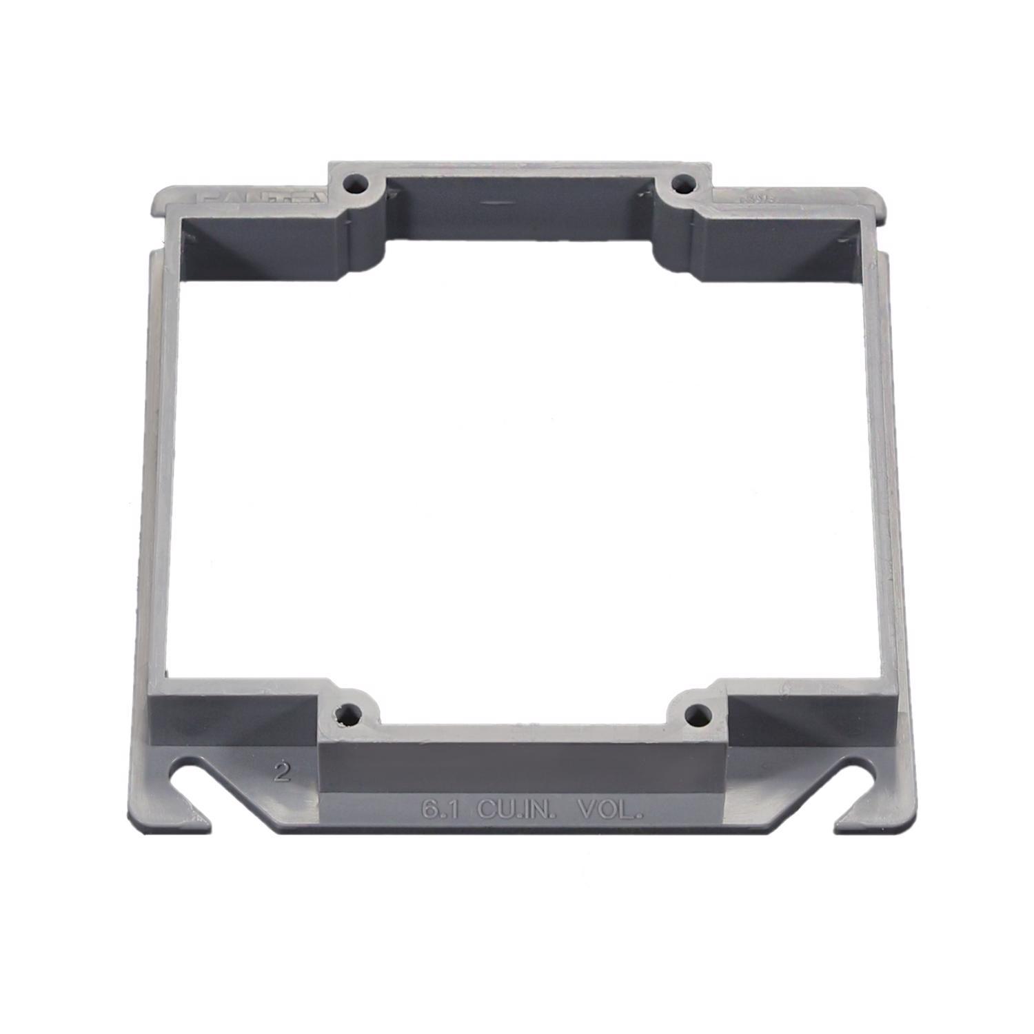 Cantex EZ Box New and Old Work Square PVC 2 gang Box Extension Gray ...